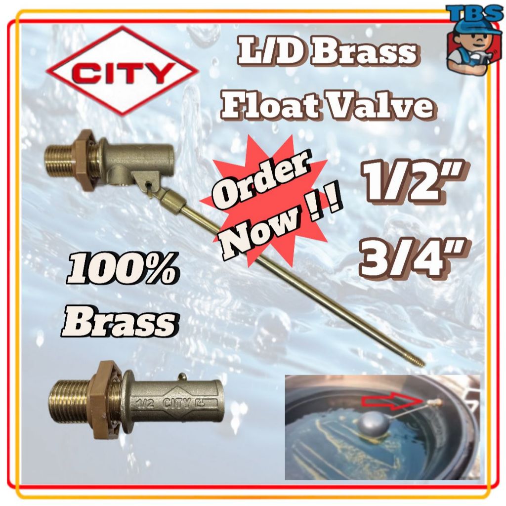 City Light Duty City Brass Float Valve 1/2'' - 3/4''/Batang Bola tangki ...