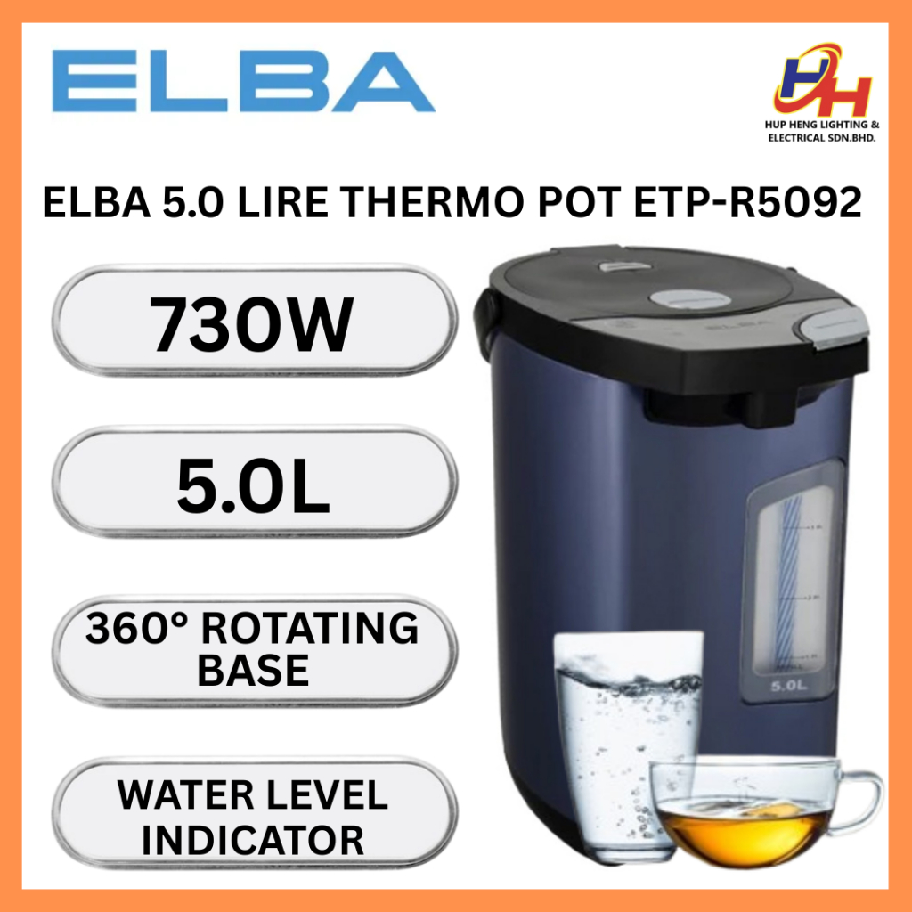 Elba ETP-R5092(BL) 5.0L Electric Thermo Pot with 2 Way Dispenser, Auto ...
