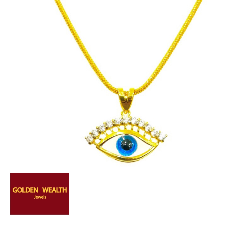 🎉916 Gold Blue Blessing Evil Eye Pendants and Ring 蓝眼睛黄金吊坠 | Shopee ...