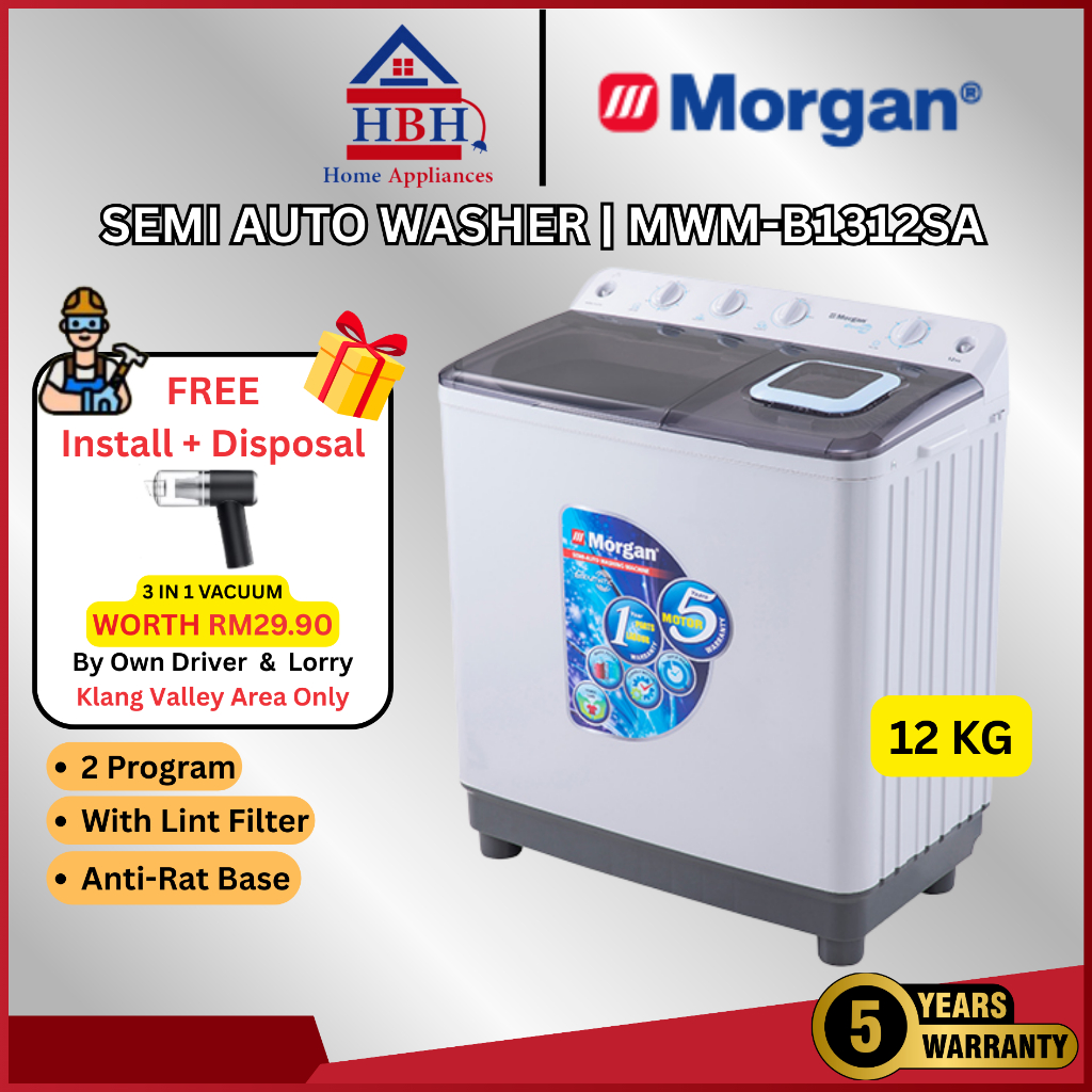 Mesin Basuh Pencuci (Free Install)Morgan | MWM-B1370SA MWM-B1310SA MWM ...