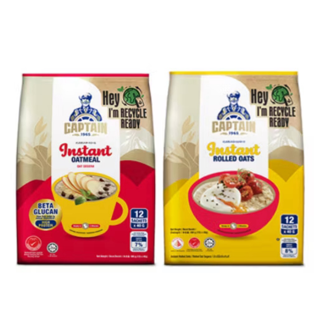 Captain Instant/Rolled Oatmeal (40g x 12s) | Shopee Malaysia