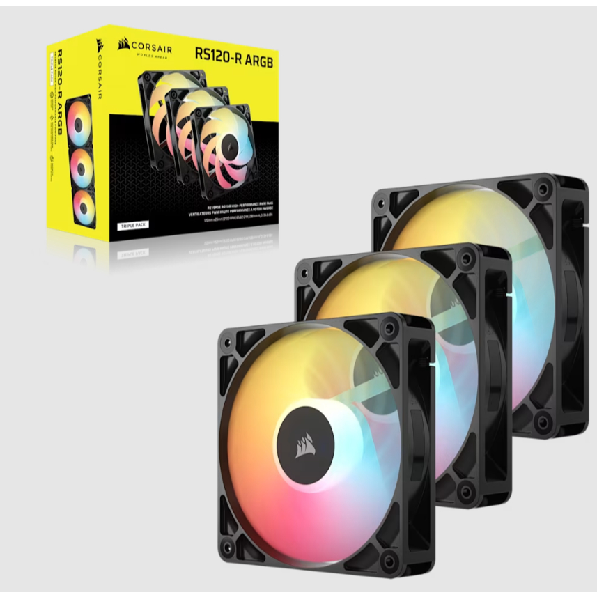 # CORSAIR RS120-R ARGB 120mm PWM Reverse Fans Triple Pack # BLACK ...
