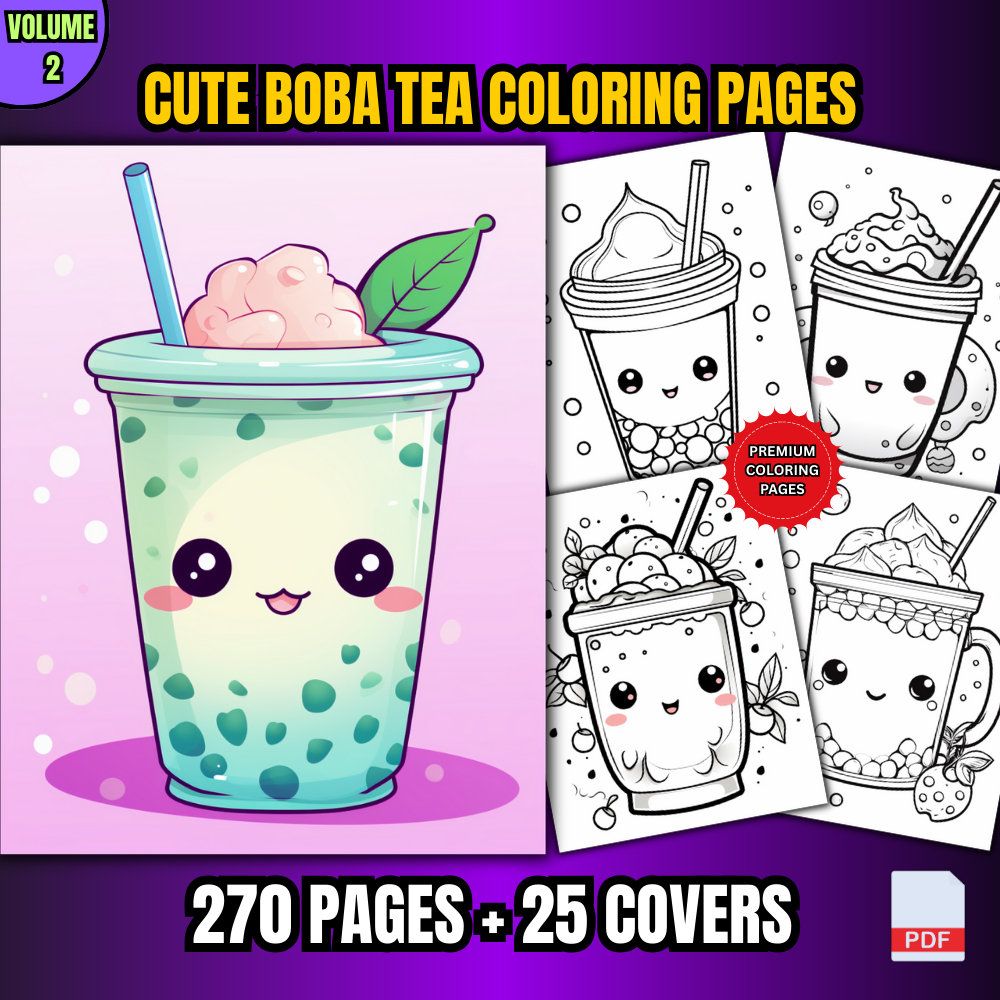 [PDF] 270 Cute Boba Tea Coloring Pages (Volume 2) | Shopee Malaysia