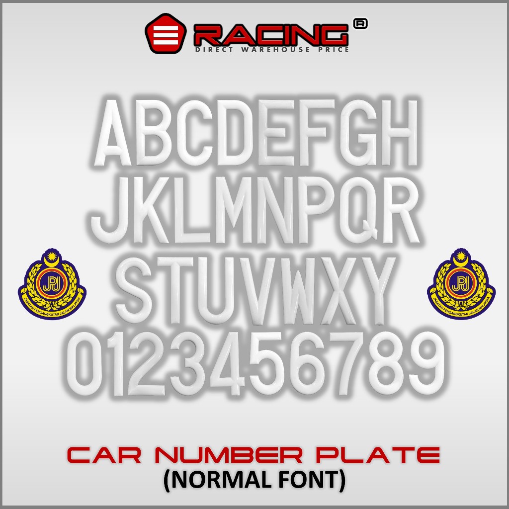 (Curved Surface) 1Pcs Normal Car Number Plate's Number / Nombor Plate ...