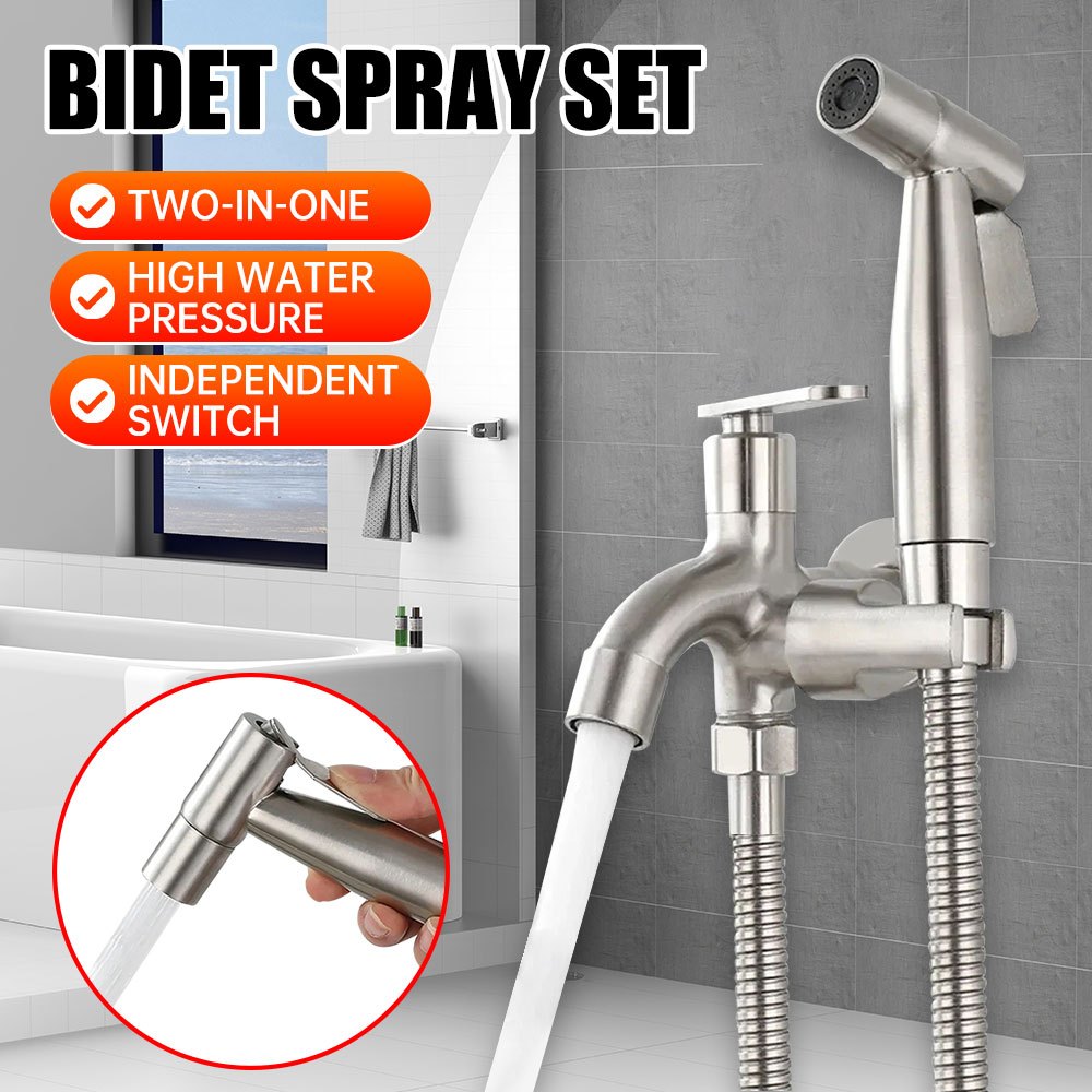 304 Stainless Steel Two Way Tap High Pressure Bidet spray set Bathroom ...