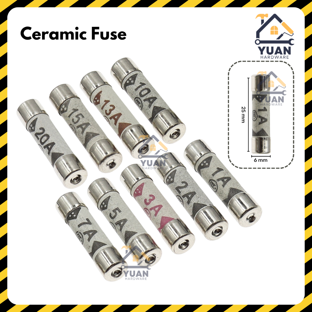 Bussmann 6mm x 25mm Ceramic Fuse 250V 1A 2A 3A 4A 5A 6A 8A 10A 13A 15A ...