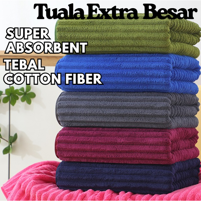 Towel Cotton Tuala Mandi Cotton Fiber Tebal Serap air Bath Towel High ...