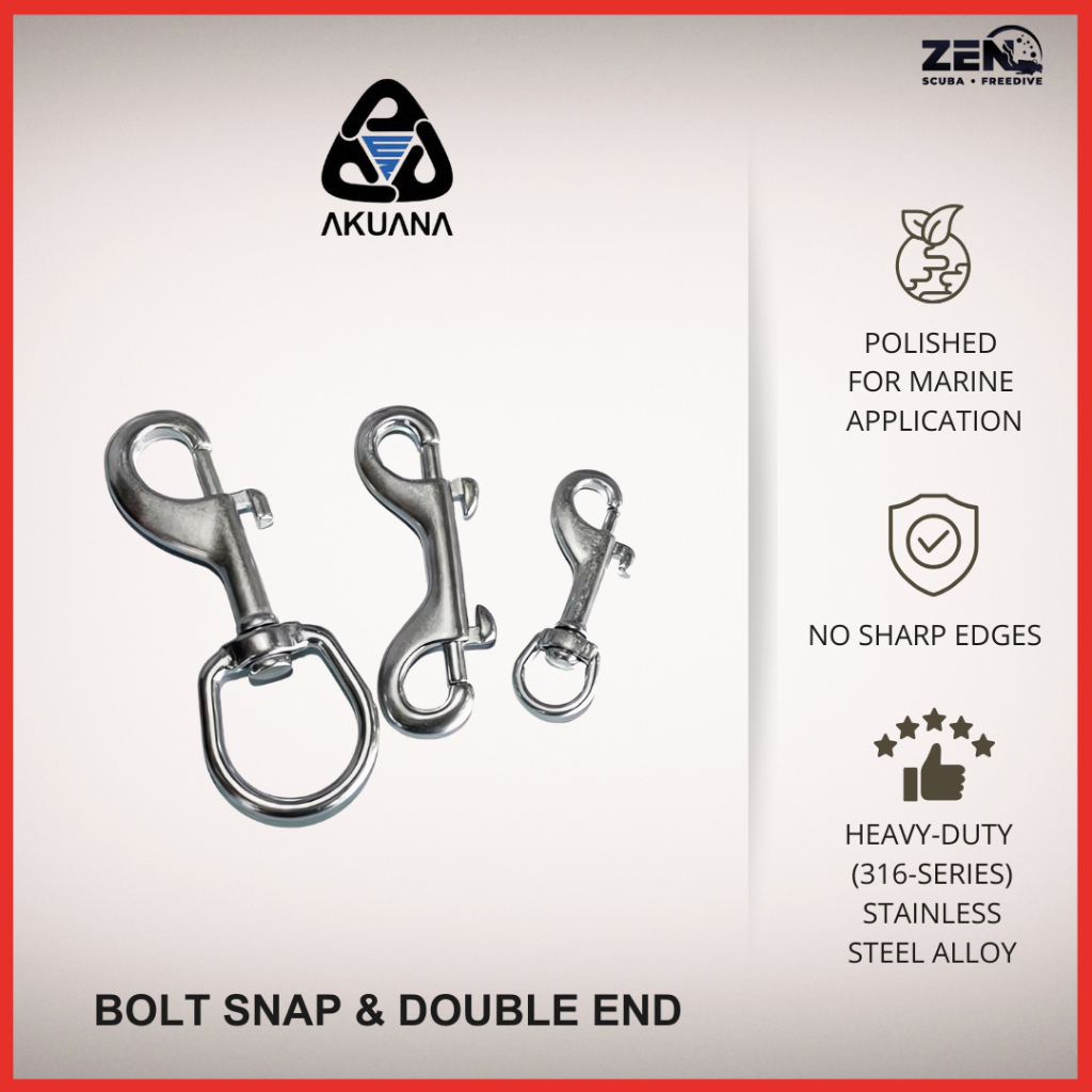 AKUANA 316 Stainless Steel Bolt Snap Double Ended Snap Hook Diving ...