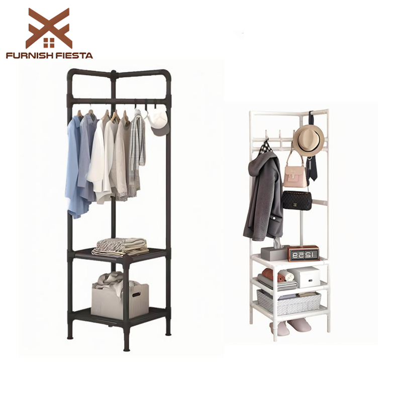 𝐅𝐔𝐑𝐍𝐈𝐒𝐇 𝐅𝐈𝐄𝐒𝐓𝐀 3-Layer Corner Wardrobe Rack – Bedroom Coat & Clothes ...