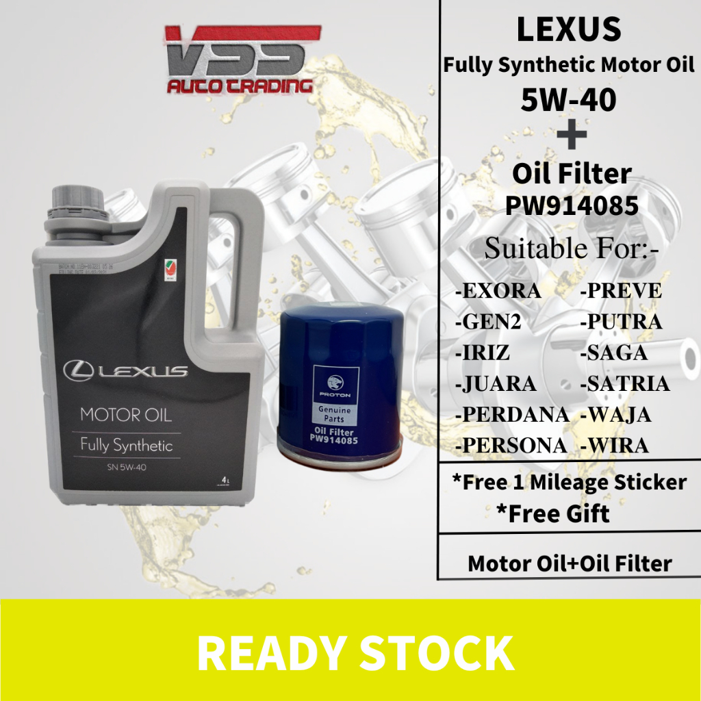 LEXUS FULLY SYNTHETIC SN 5W40 ENGINE OIL + Oil Filter | Shopee Malaysia