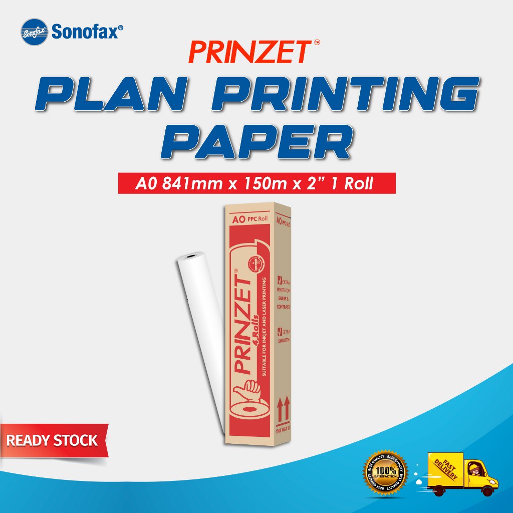 PRINZET A0 Paper Roll/Plotter Paper/Plan Printing Paper (841mm x 150m x ...