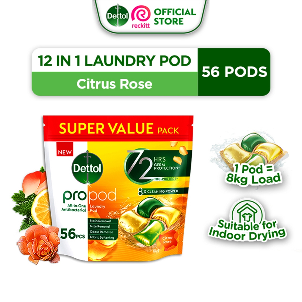 [Sensitive Skin Friendly] Dettol All-in-One Laundry Capsule 56s Laundry ...