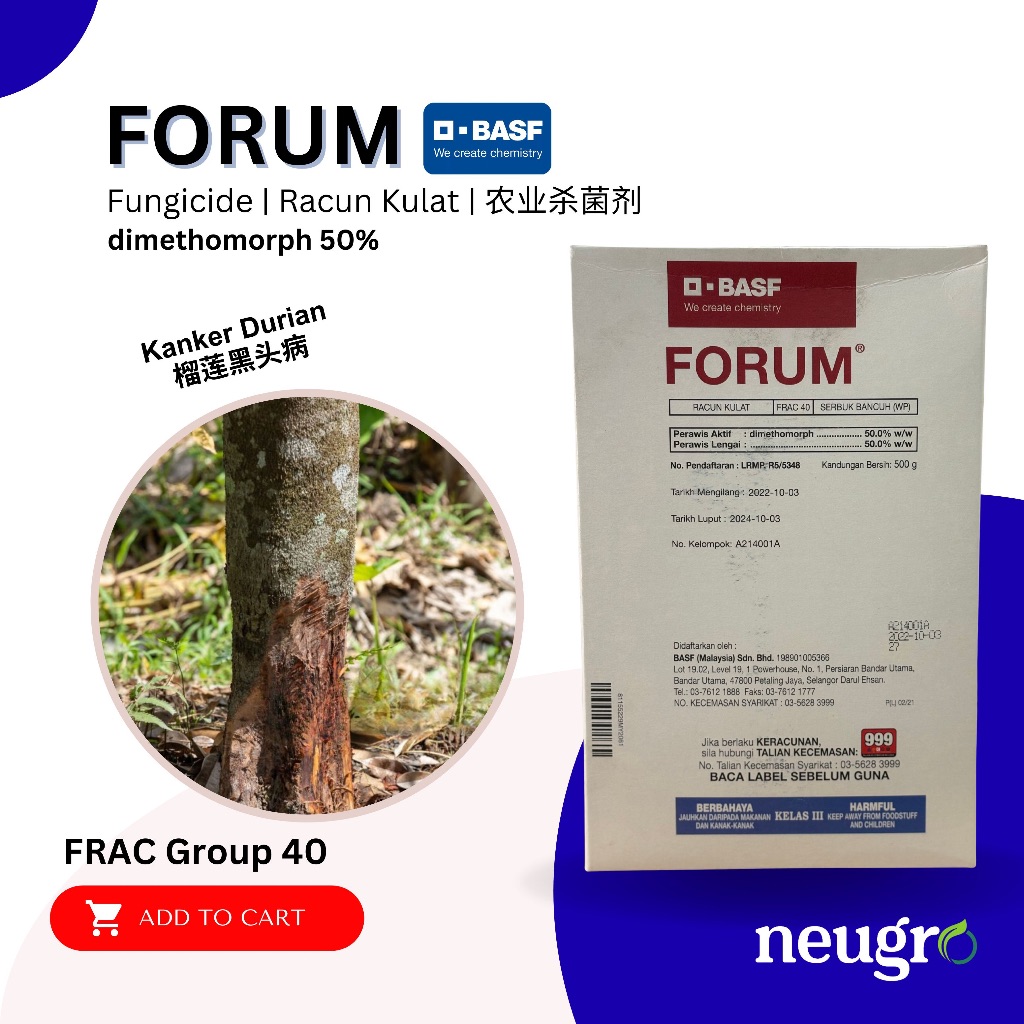 BASF FORUM 500g Dimethomorph 50% Racun Kulat Kanker Batang Durian ...