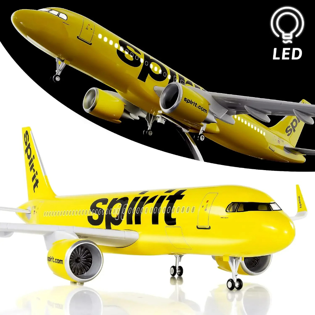 1:80 47cm Spirit Airlines A320 Neo Model with Landing Gear and Lights ...