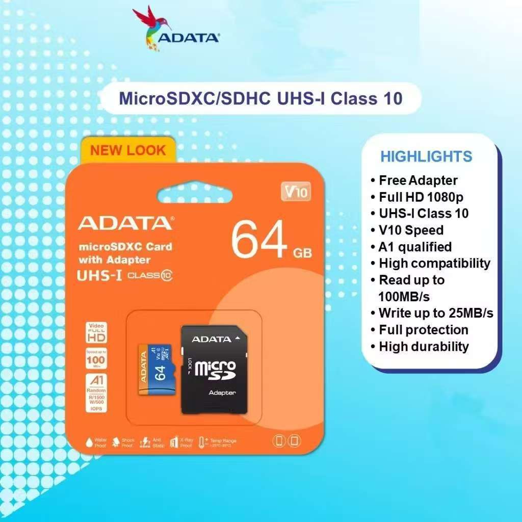 Adata 32GB 64GB 128GB MicroSD Card Class 10 100MB/s Memory Card TF Card ...