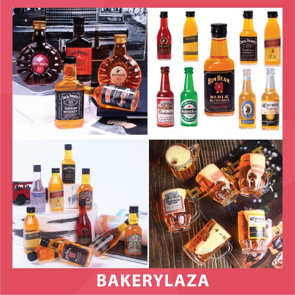 Mini Red Wine Whisky Carlsberg Small Bottle Beer Cake Decoration ...