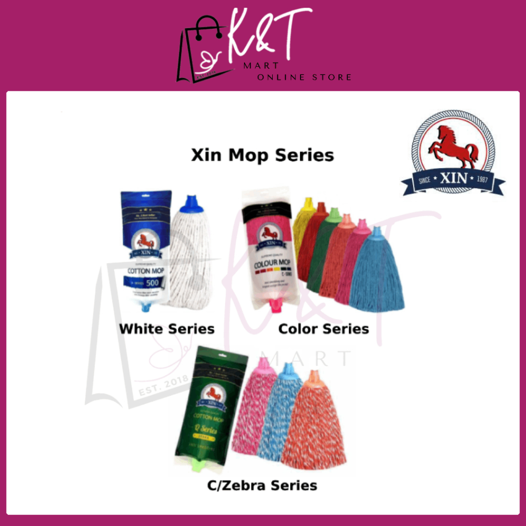 Cotton Mop Xin Horse | White | Color | Zebra | Mop Lantai (Mop Only ...