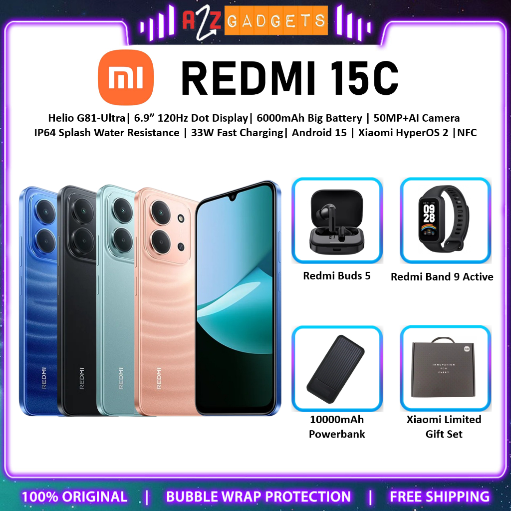 Redmi 15C [16GB(8+8)RAM+256GB ROM] 6.9" 120Hz Display l 6000mAh Battery ...