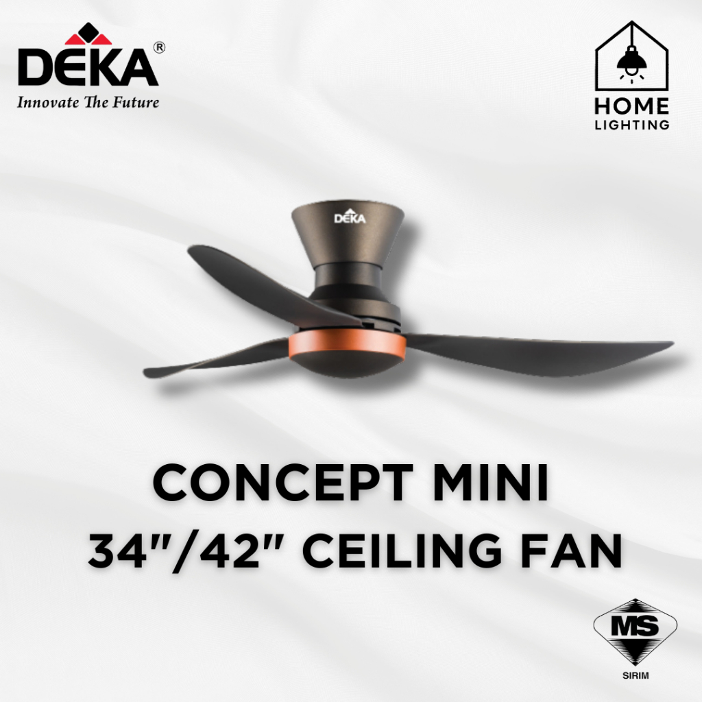 DEKA CONCEPT Mini Ceiling Fan LED 34" 42" DC Motor SIRIM Remote Control ...