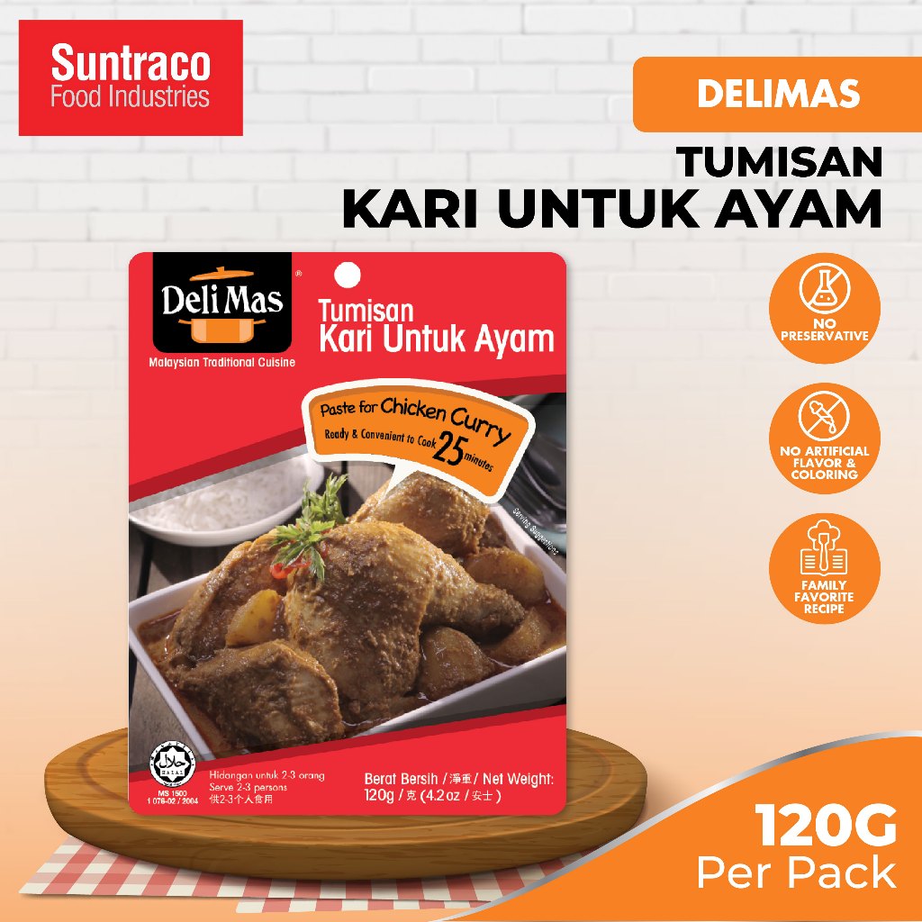 DeliMas Tumisan Kari Untuk Ayam (120g) Curry Paste Chicken Seasoning ...