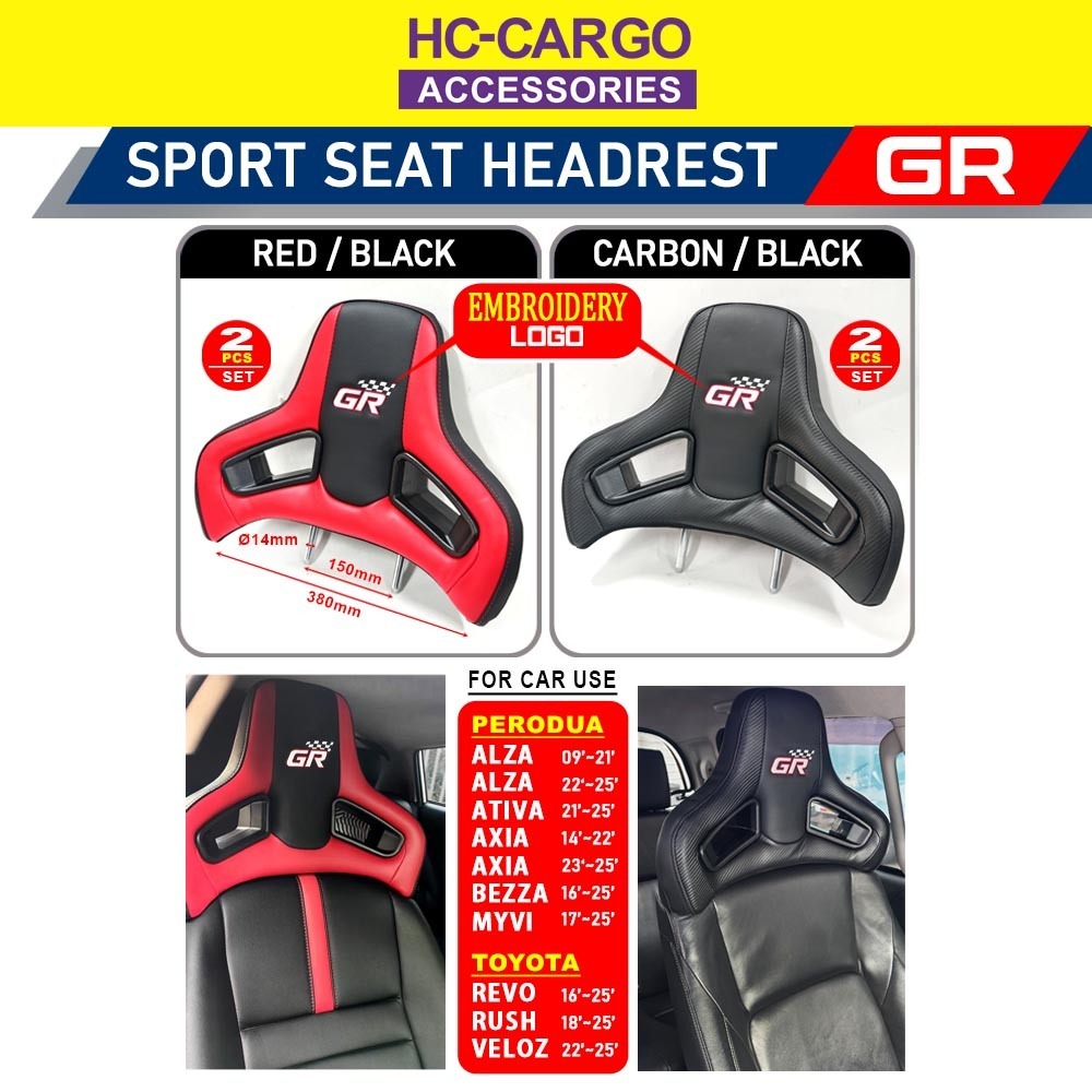GR SPORT Headrest Seat Pillow Plug & Play TOYATA VIOS YARIS PERODUA ...