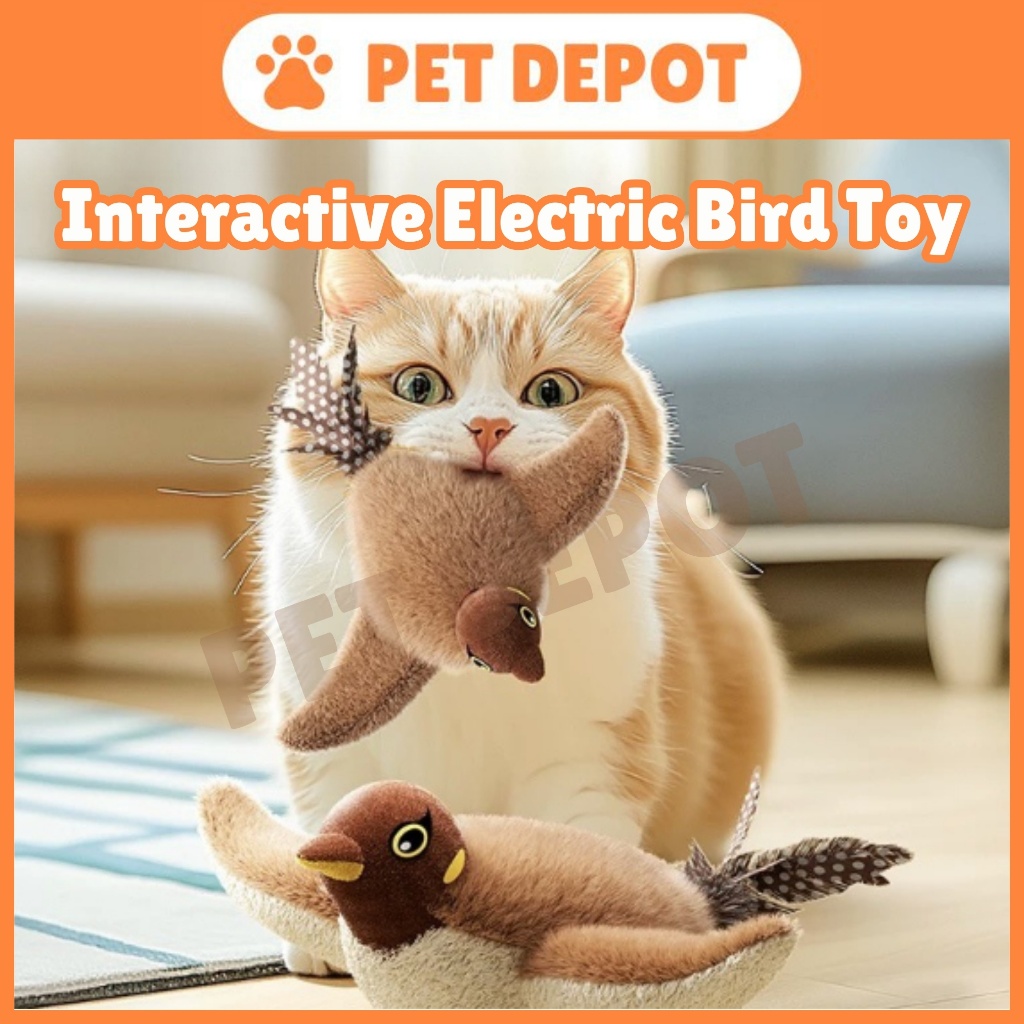 Interactive Rechargeable Electric Flapping Chirping Bird Toy for Pet ...