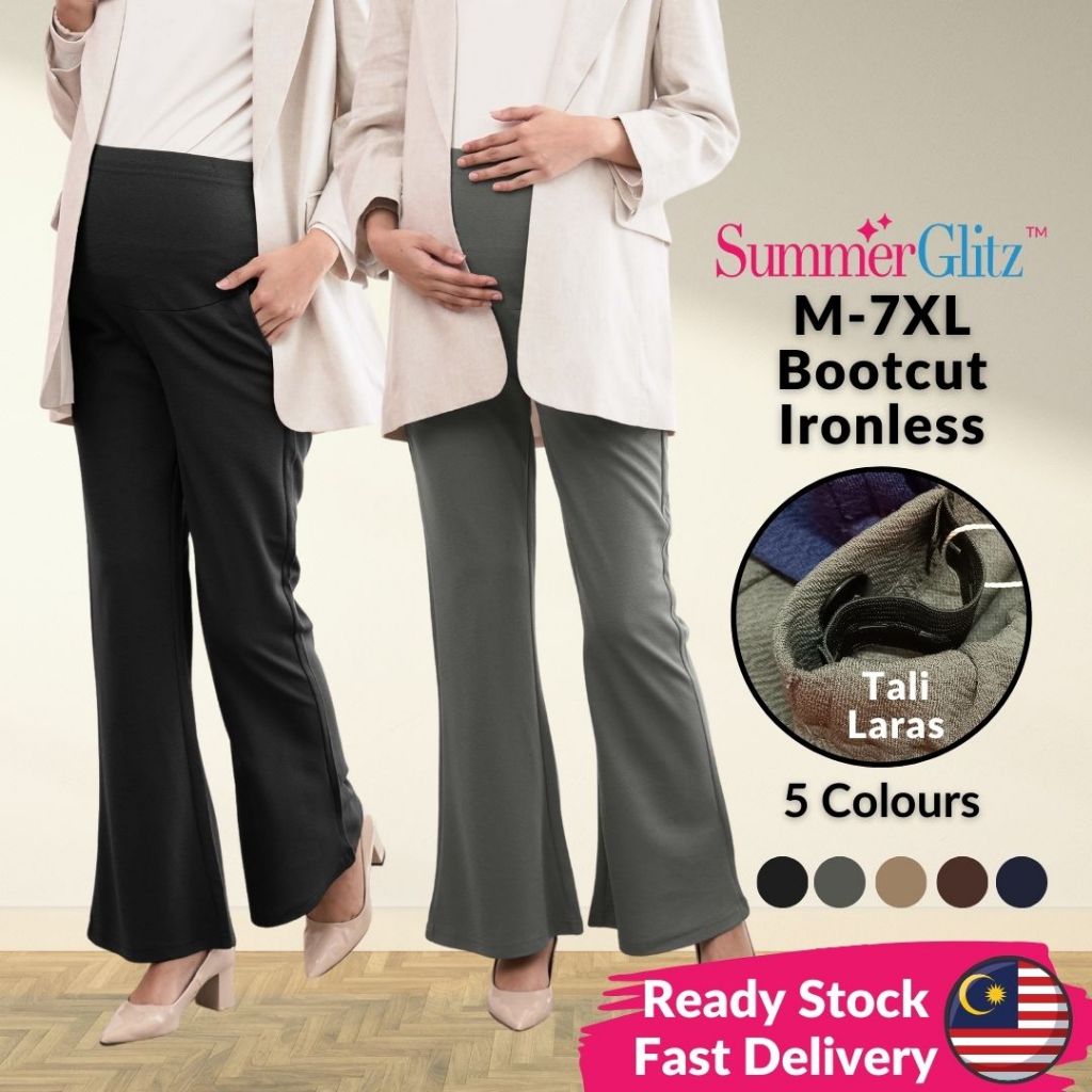 SUMMERGLITZ Maternity Pants Ironless Stretchable Comfy Bell Bottom ...