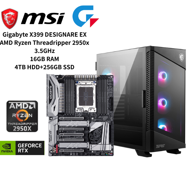 MSI MPG VELOX 100R+Gigabyte X399 DESIGNARE EX AMD Ryzen 3.5GHz 16GB Ram ...