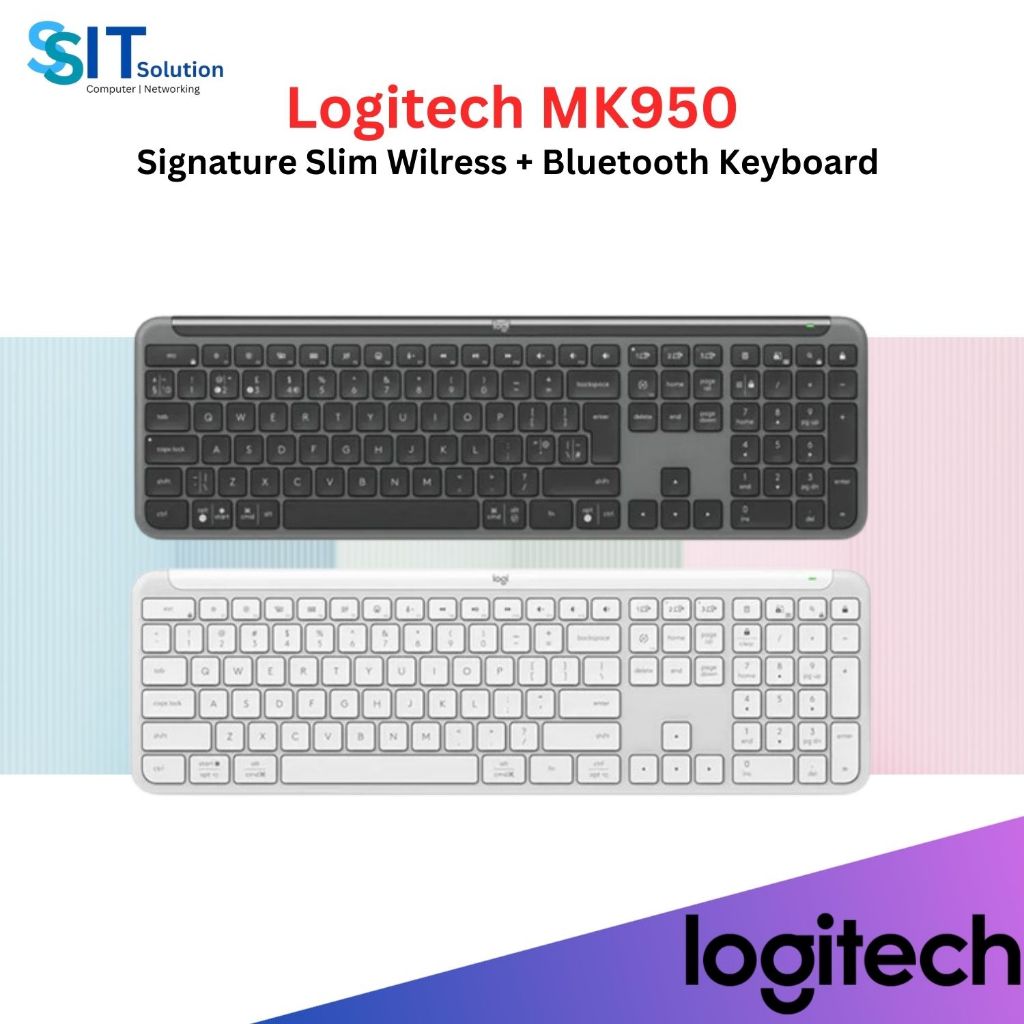 Logitech K950 Signature Slim Wireless Keyboard, Sleek Design, Switch ...