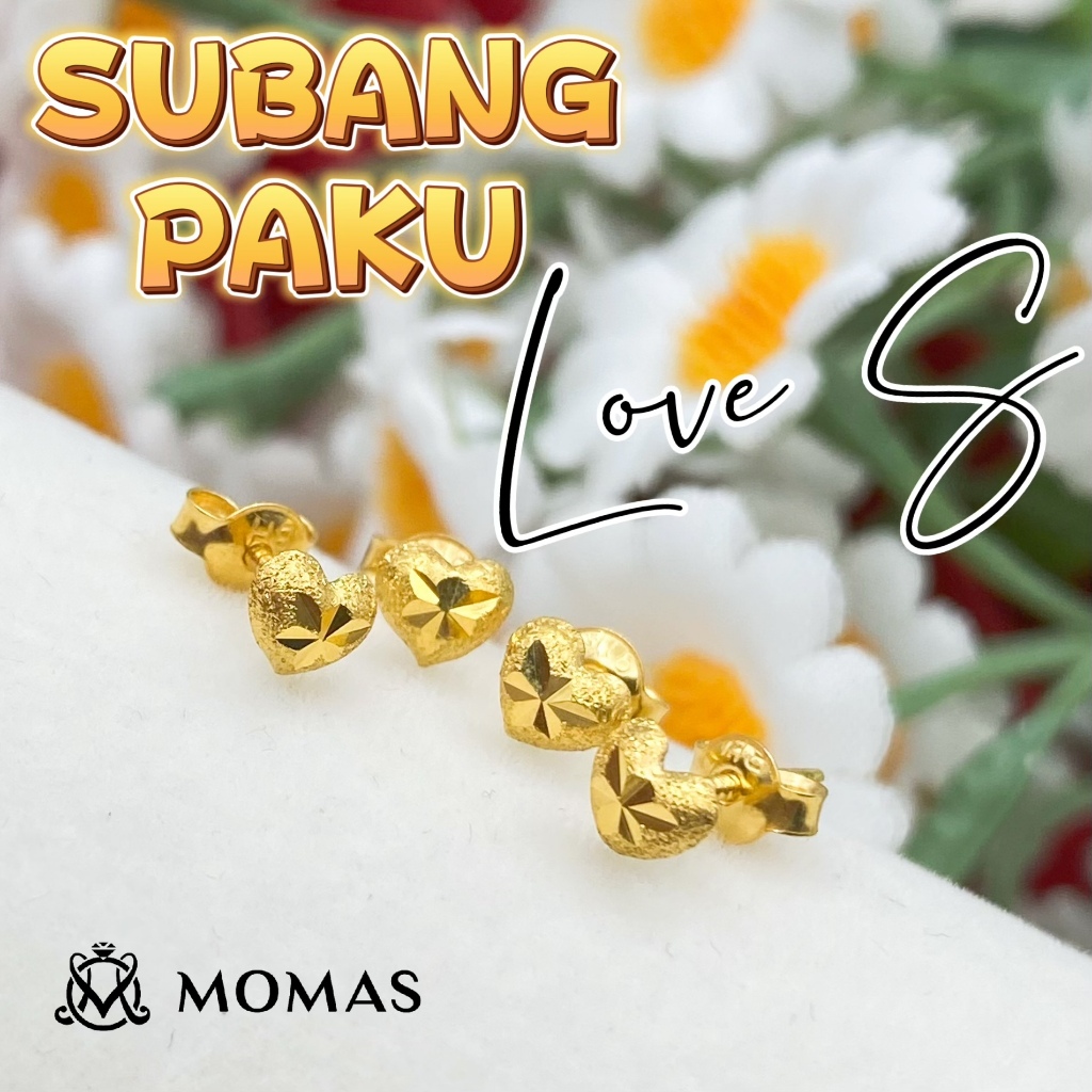 Subang Paku Love S Emas Original 916 Subang Emas Bajet Emas Tulen 916 ...