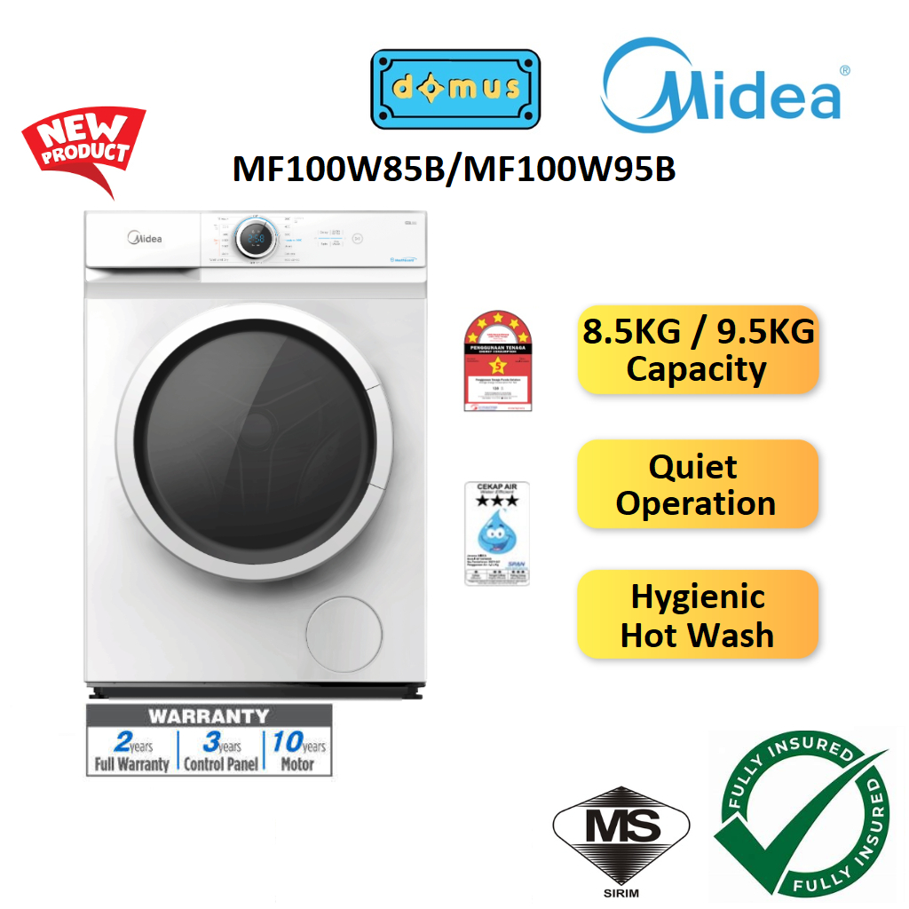 Midea Front Load Washing Machine Inverter 8.5KG / 9.5KG With Steam Wash ...