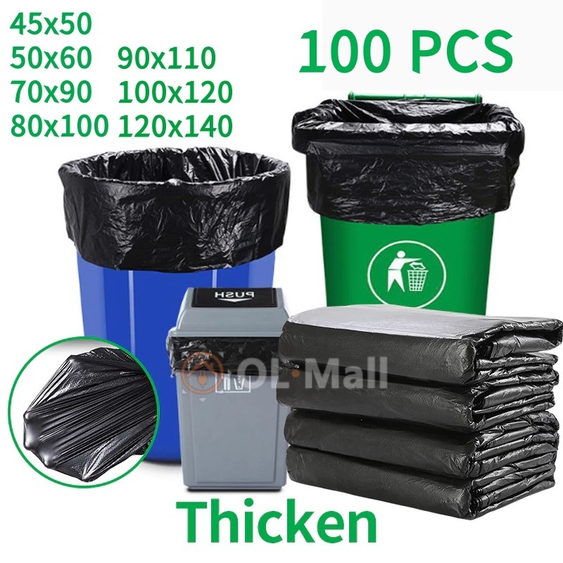 100PCS 120*140 CM Extra Large Heavy Duty Trash Bags - Big Thick Black ...