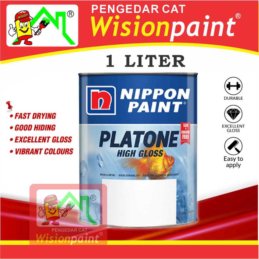 1L Nippon Paint Platone High Gloss Wood & Metal Paint Cat Kayu & Cat ...