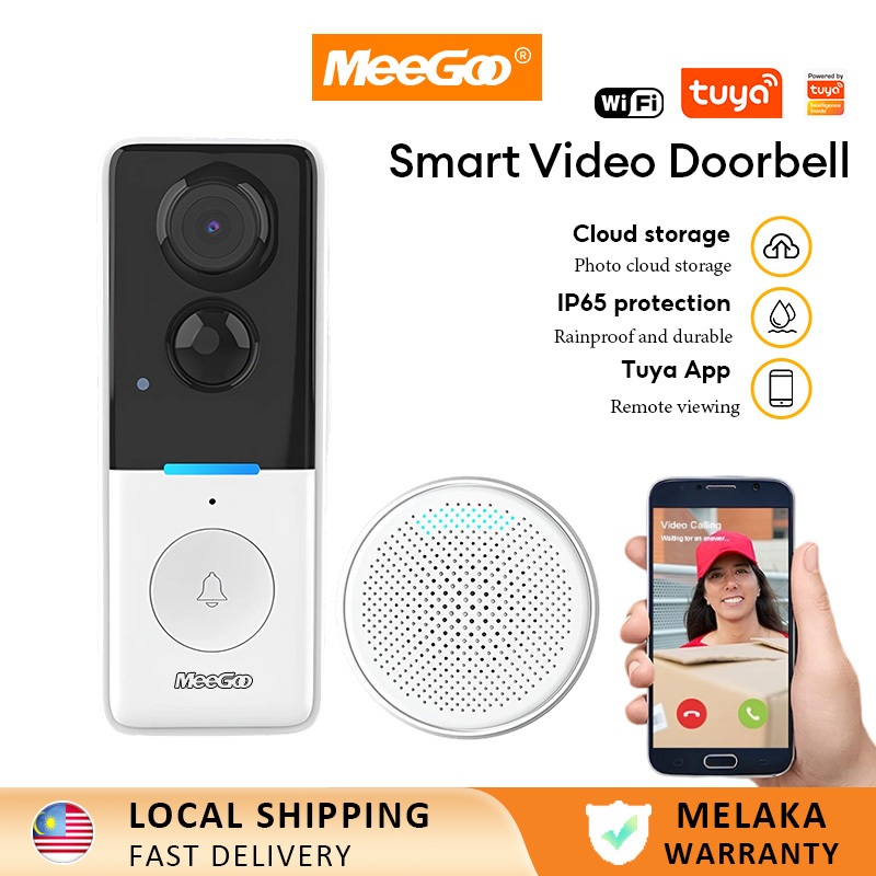 MeeGoo Tuya Wireless WiFi Doorbell Camera Video Two-Way Intercom ...