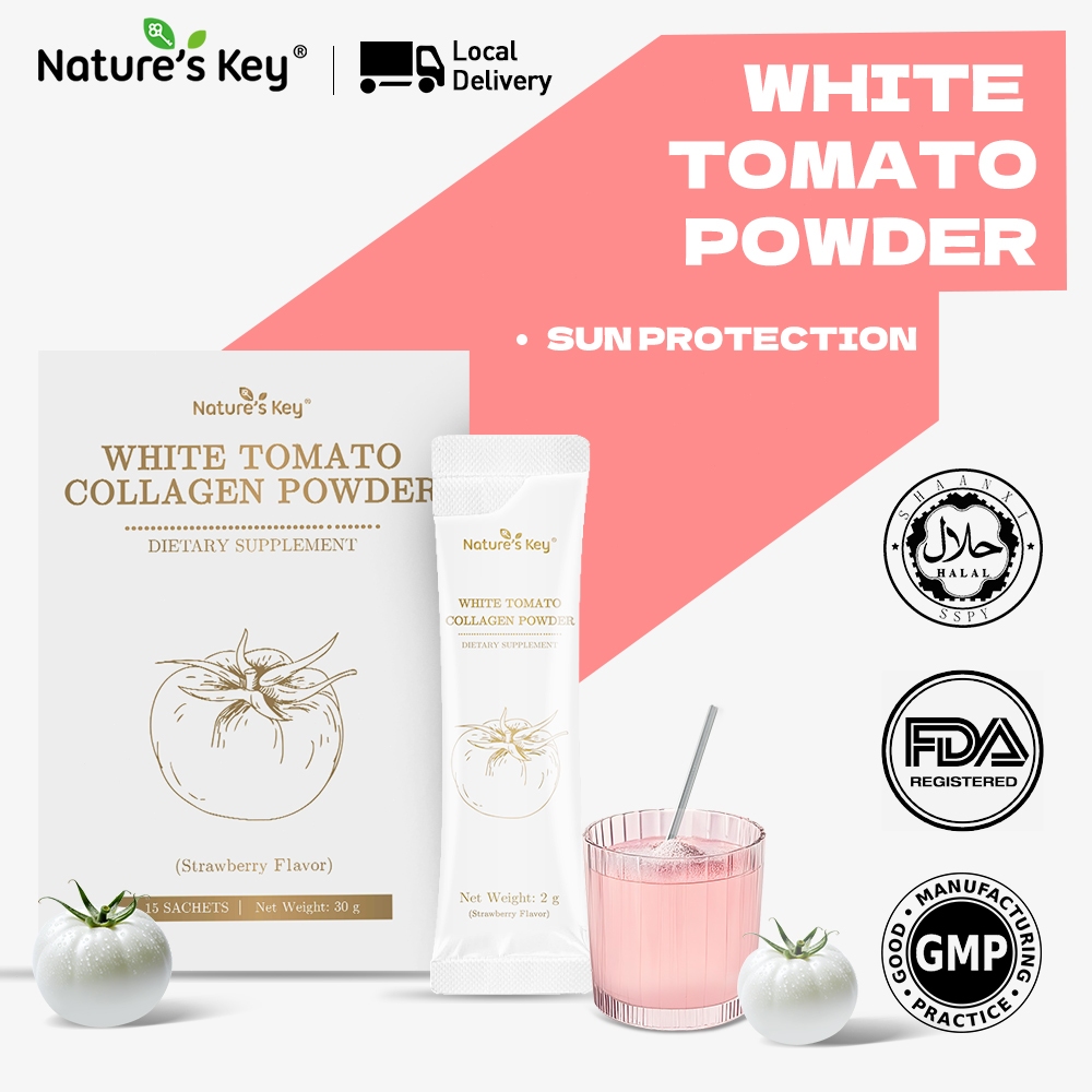 Nature's Key White Tomato Collagen Powder - 1250mg Collagen Peptides ...
