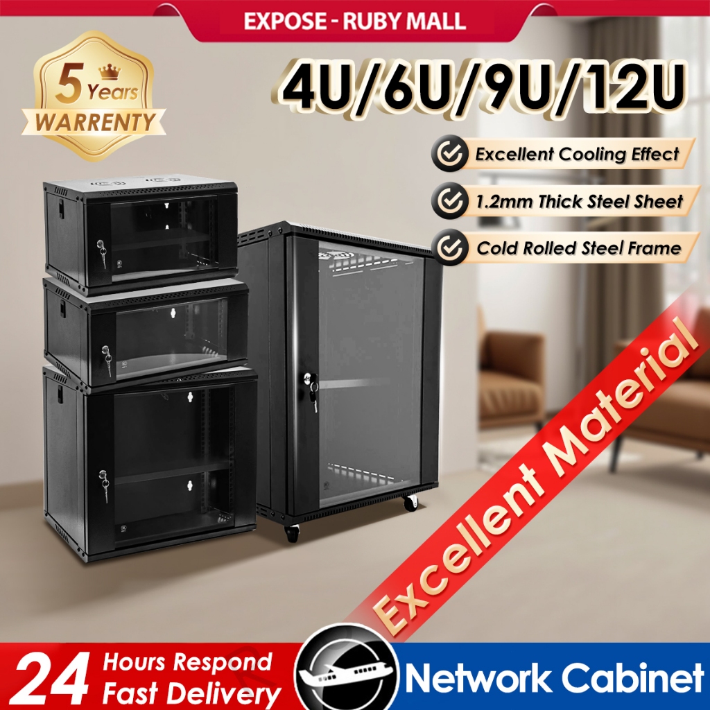 Network Cabinet 4U/6U/9U/12U/18U/22U Server Rack Wall Mount Sever Box ...