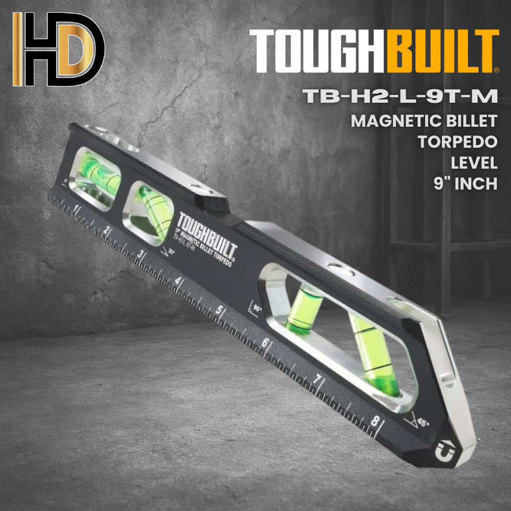 TOUGHBUILT 9" INCH Magnetic Billet Torpedo Level / TOUGHBUILT Magnetic ...