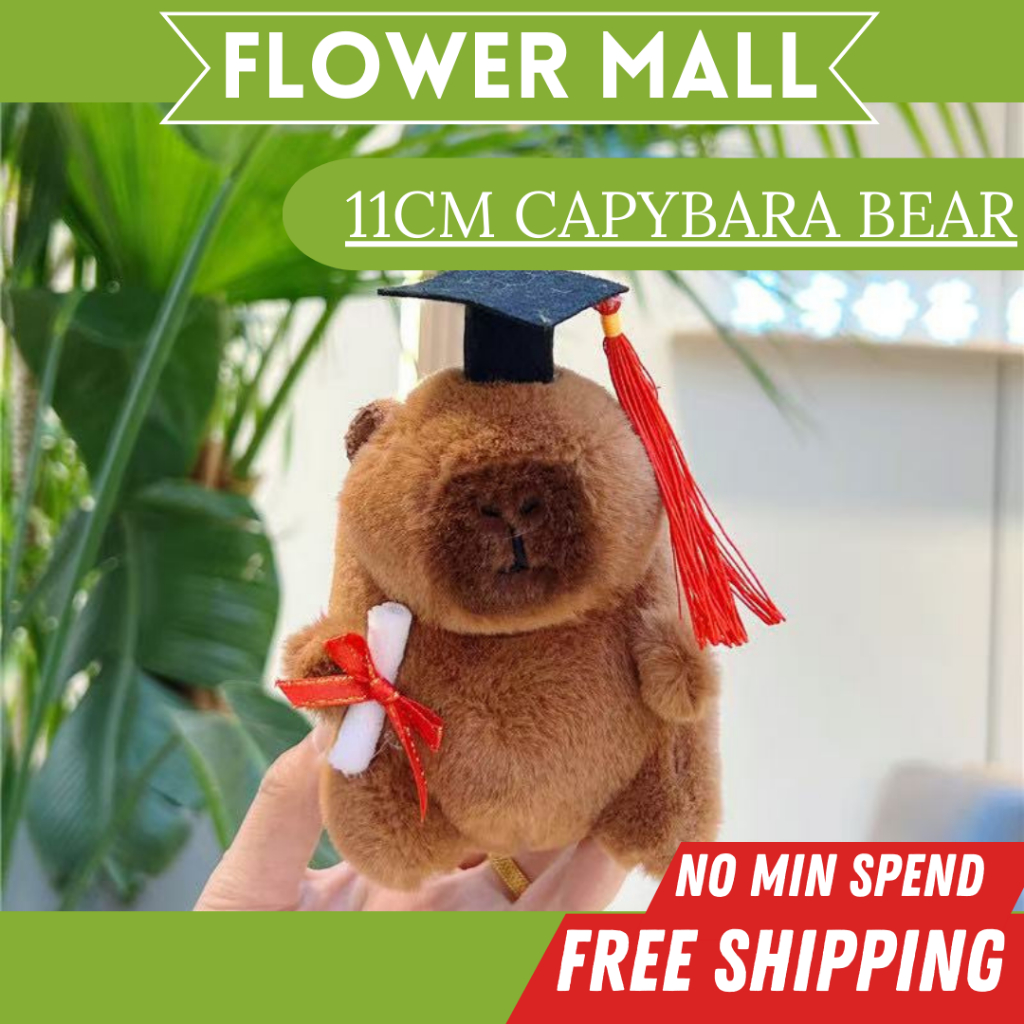 11cm CAPYBARA GRADUATION BEAR Plush Toy Cute Capibara Plushie Toy Anak ...
