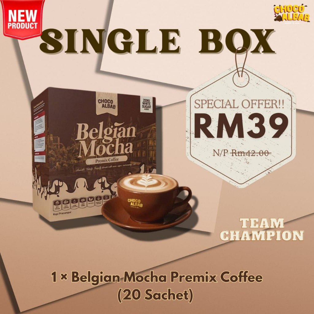 Choco Albab Belgian Mocha Premix Coffee | Single Box | Elegant, Creamy ...
