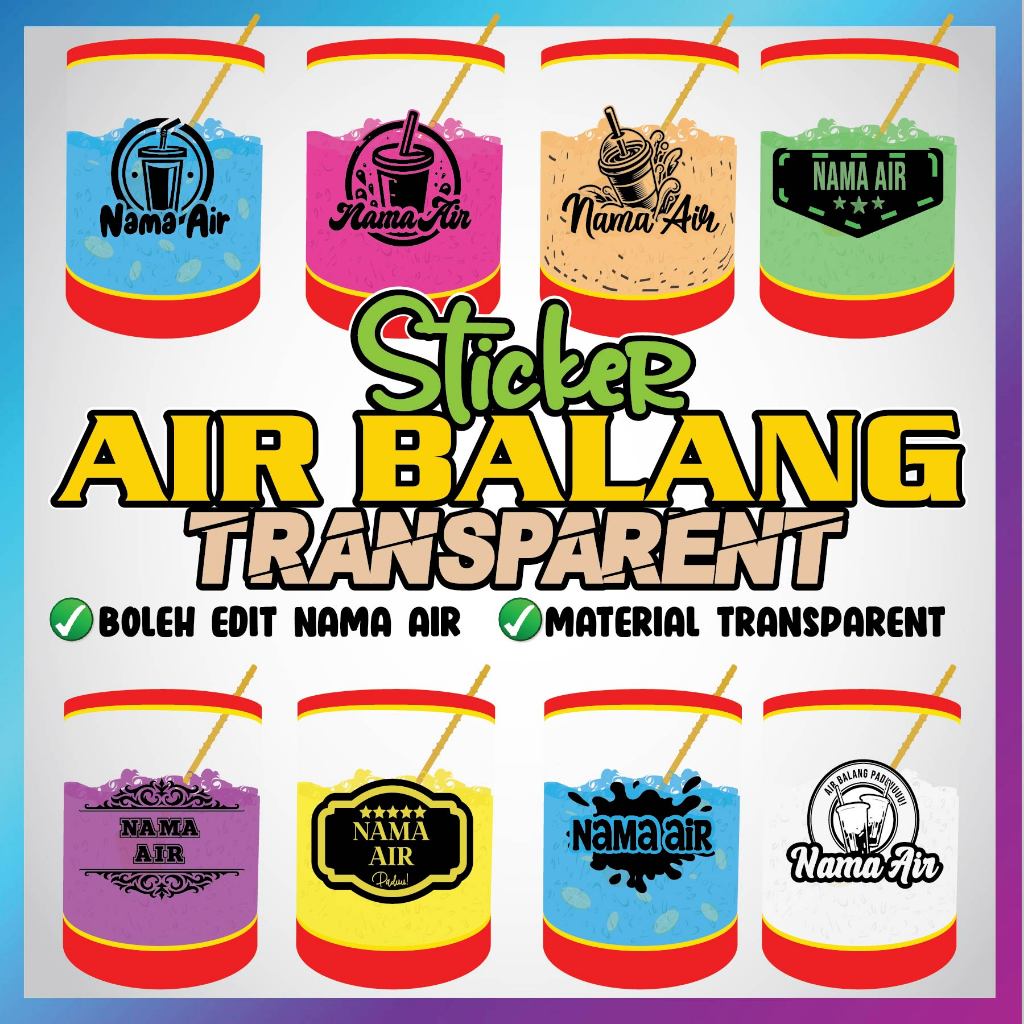 Sticker Air Balang Transparent Kalis Air & Tahan Lasak Design Boleh ...