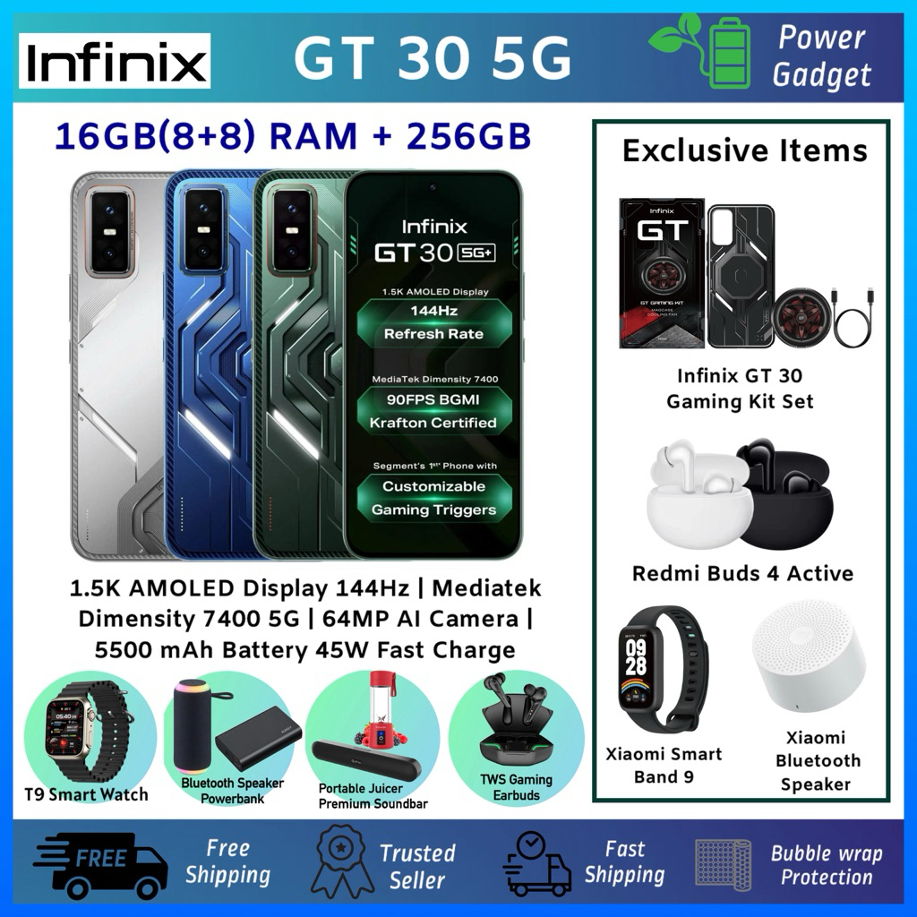 INFINIX GT 30 5G 16GB(8+8)RAM + 256GB | 1.5K & 144Hz AMOLED Corning ...