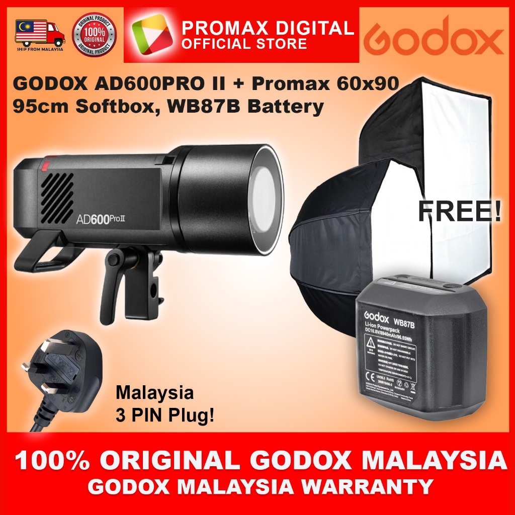 GODOX AD600PRO II WITH WB87B BATTERY LANTERN OCTA 95cm 60x90cm Softbox ...