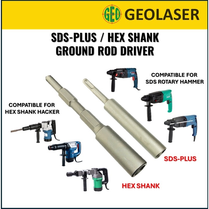 SDS-PLUS / HEX 5/8 inch (16.25mm) Ground Rod Driver for Rotary Hammer ...