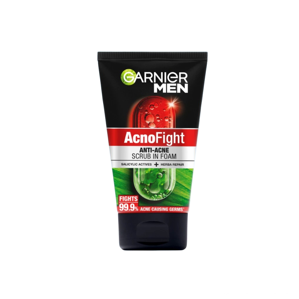 Garnier Men AcnoFight Anti-Acne Scrub In Foam Facial Cleanser (50ml ...