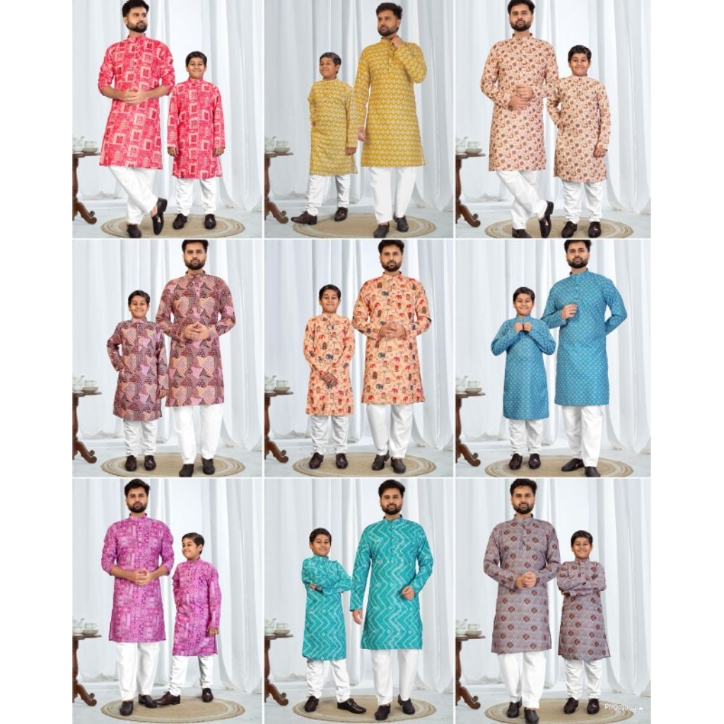 (Father-Son Combo) Cotton Printed Kurta For Adult & Kids For Every ...