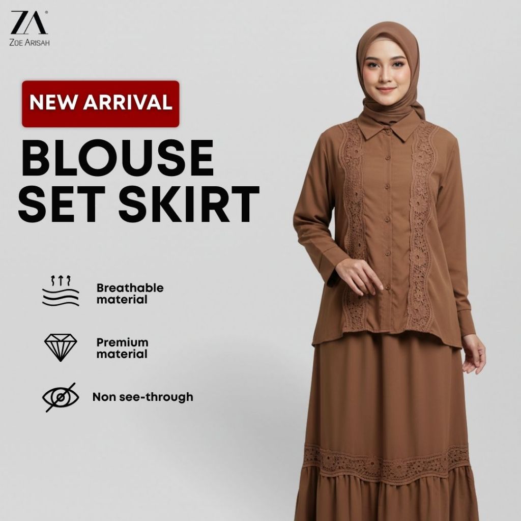 ZOE ARISAH Erfina Arnes Set Kurung Muslimah Baju Set Skirt Blouse ...