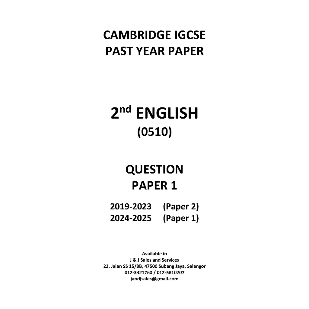IGCSE 2nd English (0510) Past Year Paper 2019-2025 | Shopee Malaysia