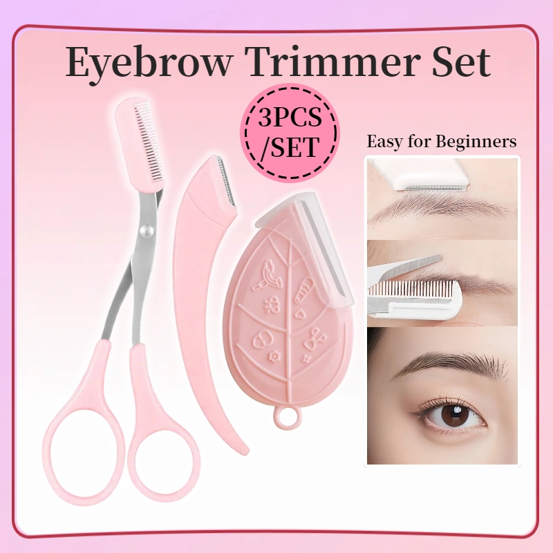 3PCS/Eyebrow Trimming Set With Scissors And Razor Blades Anti-Scratch ...