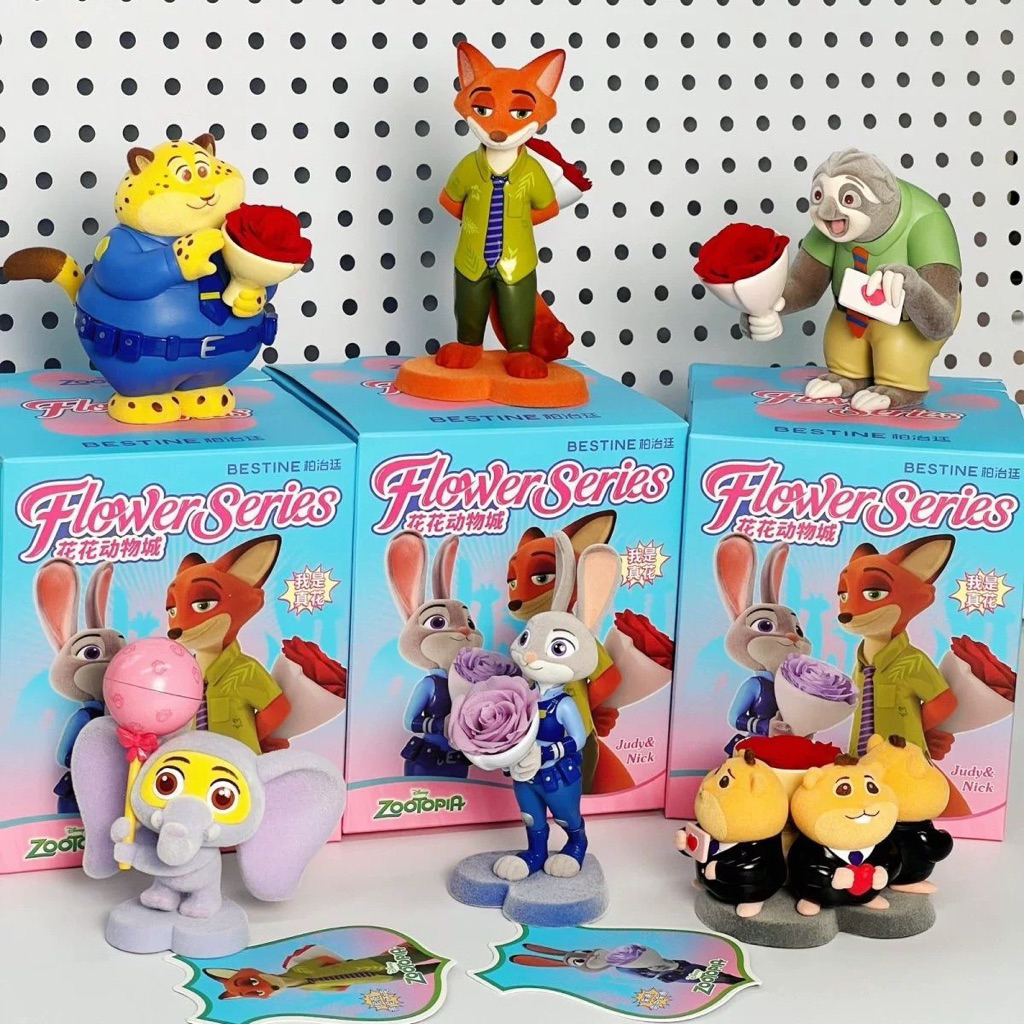 【BESTINE】Disney Zootopia Flower Series Blind Box Flocking Figure ...