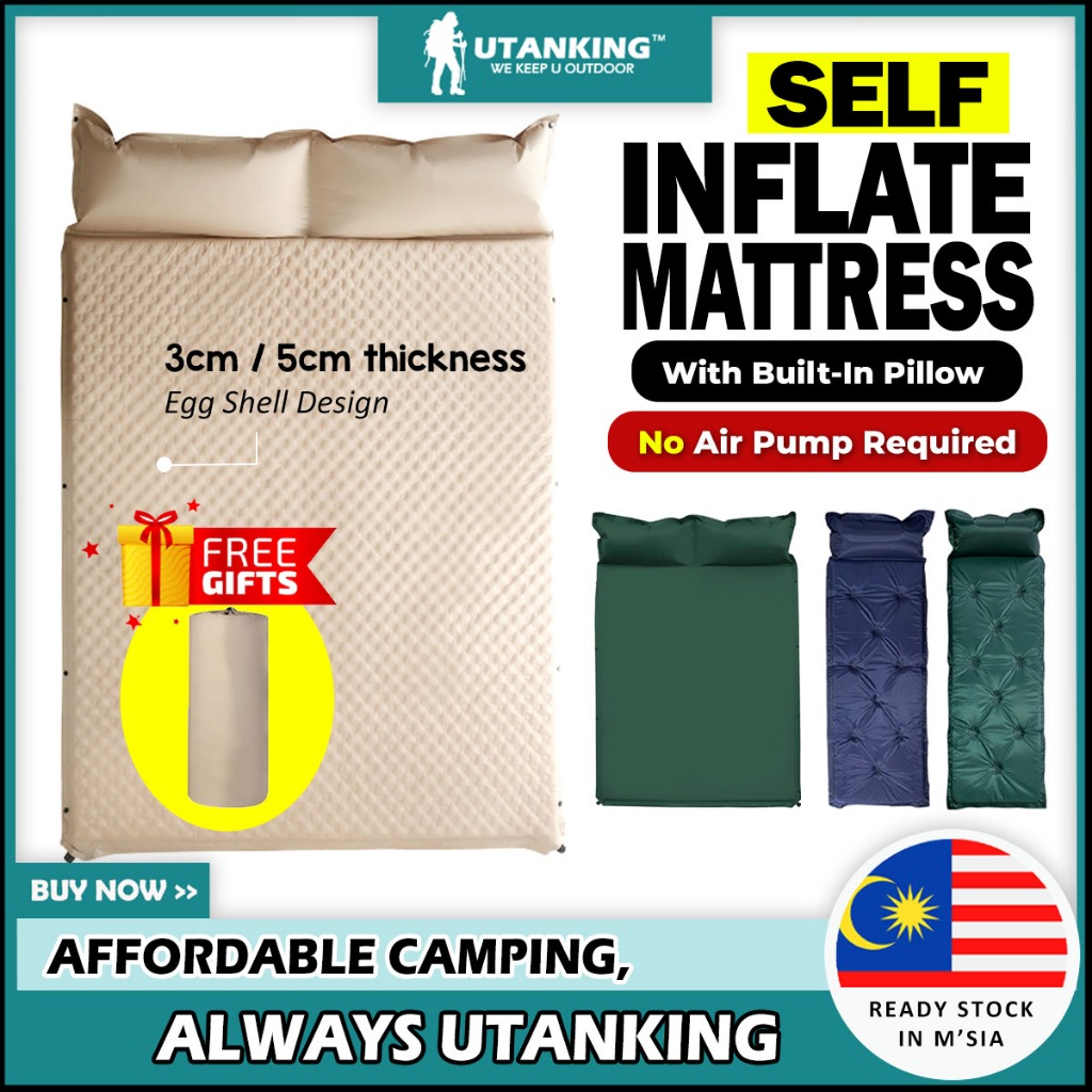 UtanKing™ Fast Auto Inflatable Mattress Single Double Sleeping Camping ...